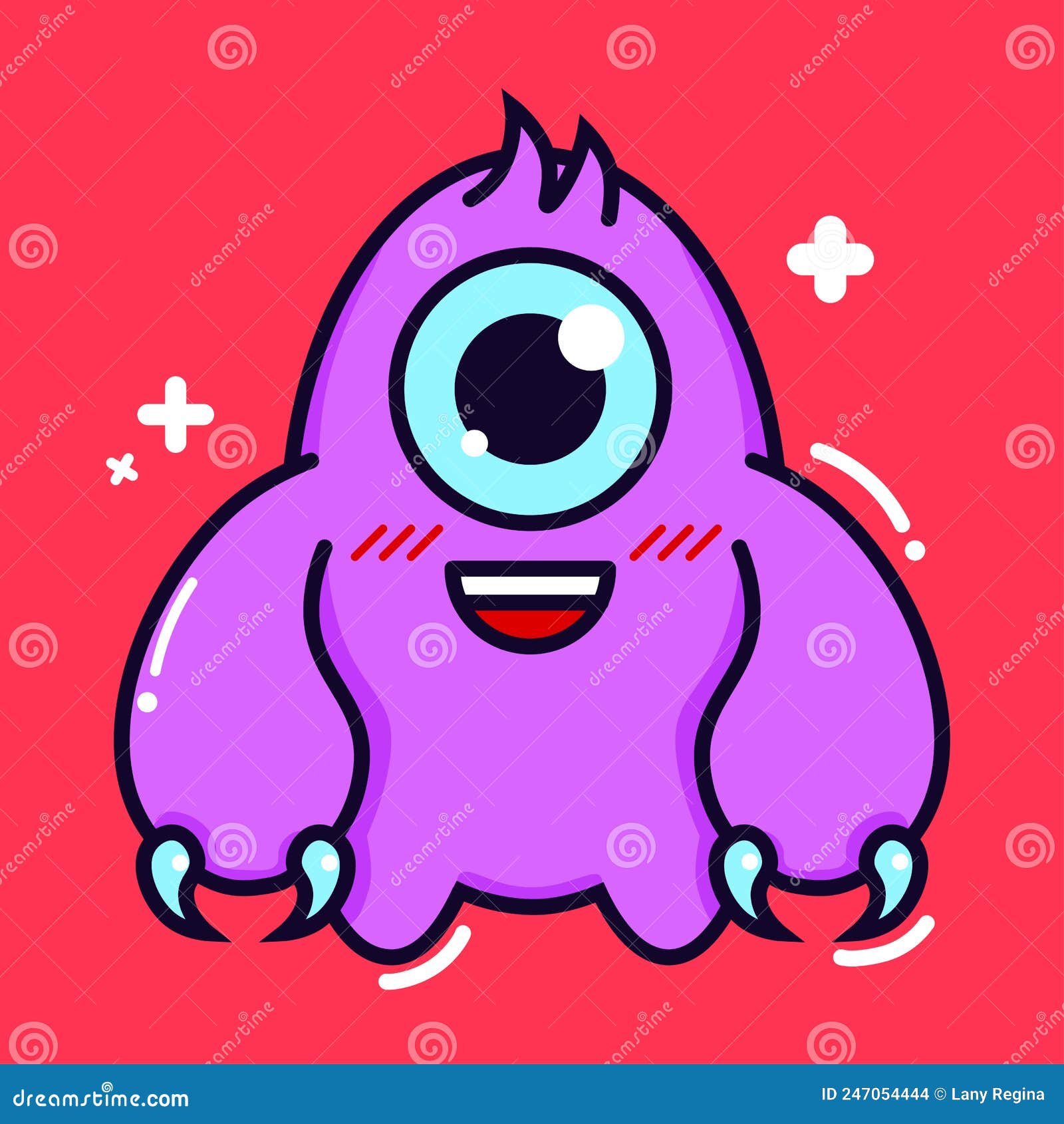Cute One Eyed Doodle Monster Stock Illustration - Illustration of ...