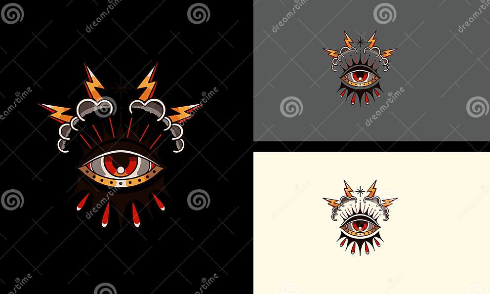 One Eye with Lightning Vector Mascot Design Stock Illustration ...