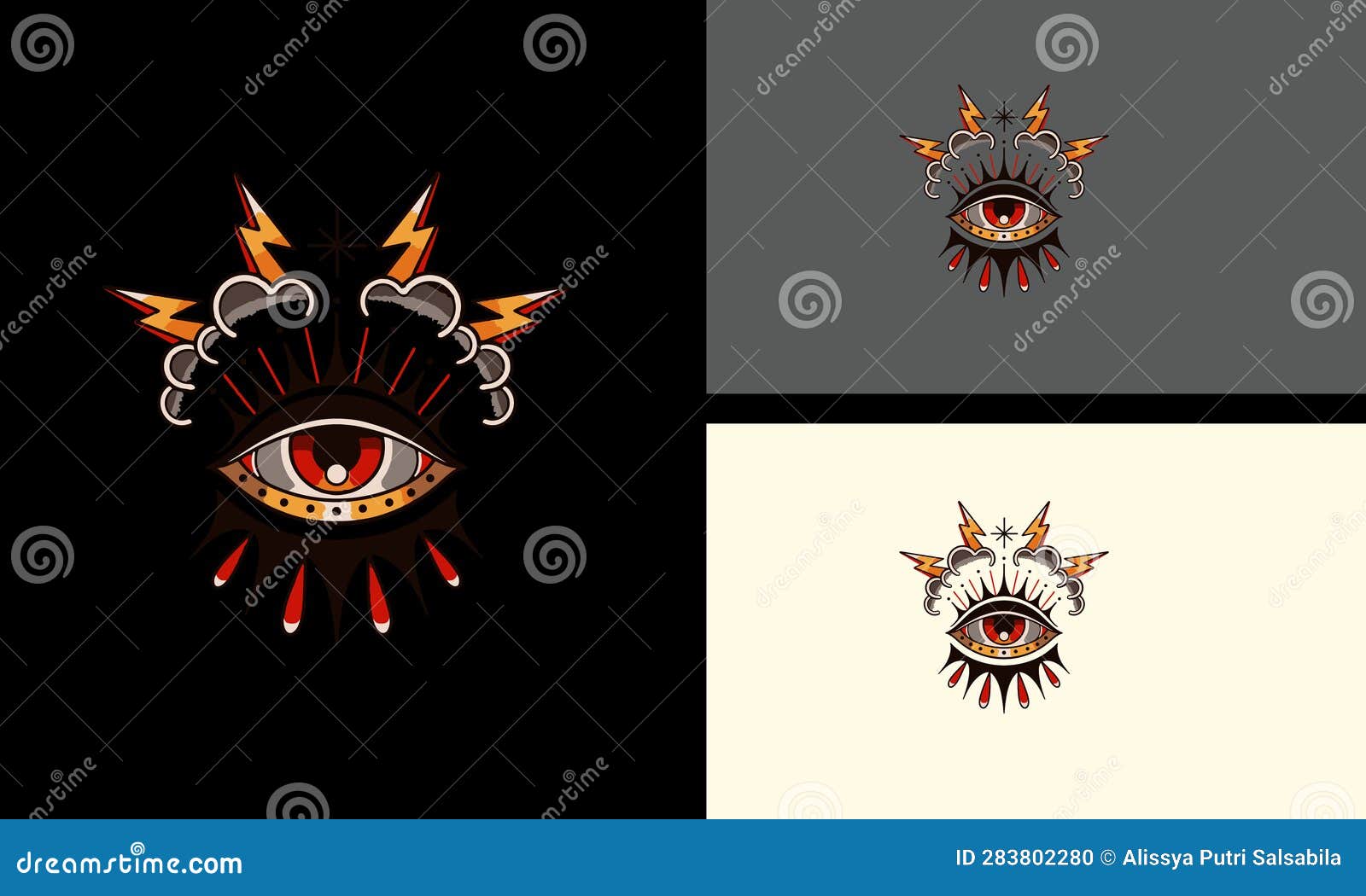 One Eye with Lightning Vector Mascot Design Stock Vector - Illustration ...