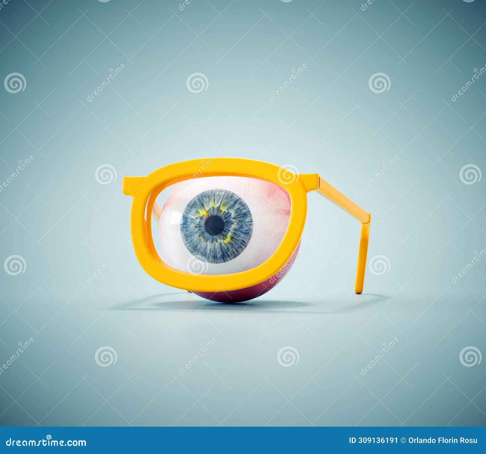 One Eyeball Behind Spectacles. Ophthalmology or Vision Concept Stock ...