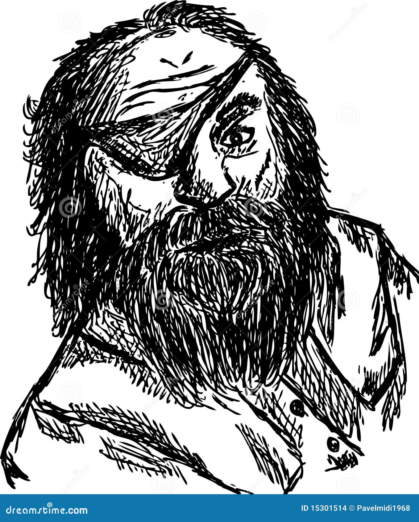 One-eyed man stock vector. Illustration of drawing, contour - 15301514