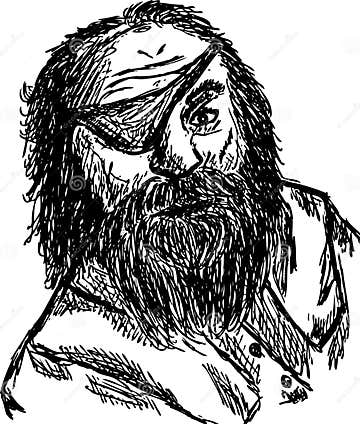 One-eyed man stock vector. Illustration of drawing, contour - 15301514