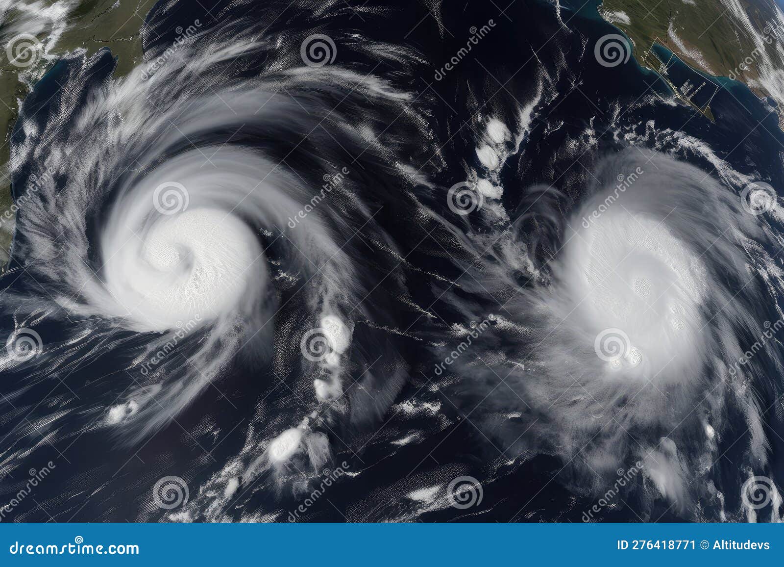 One-on-one Fight between Two Hurricanes, Each Trying To Gain the Upper ...