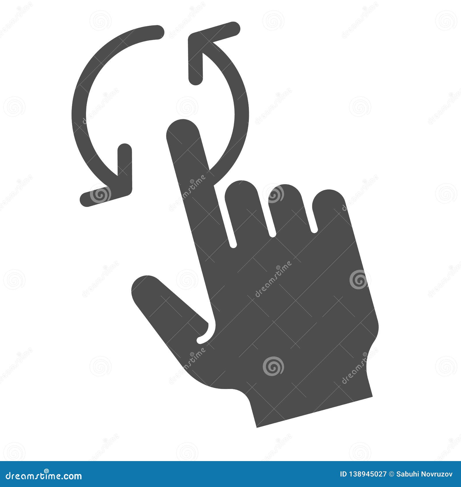 One Finger Rotate Solid Icon. Gesture Vector Illustration Isolated on ...