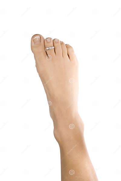 One foot with toe ring stock image. Image of indoors - 11653637