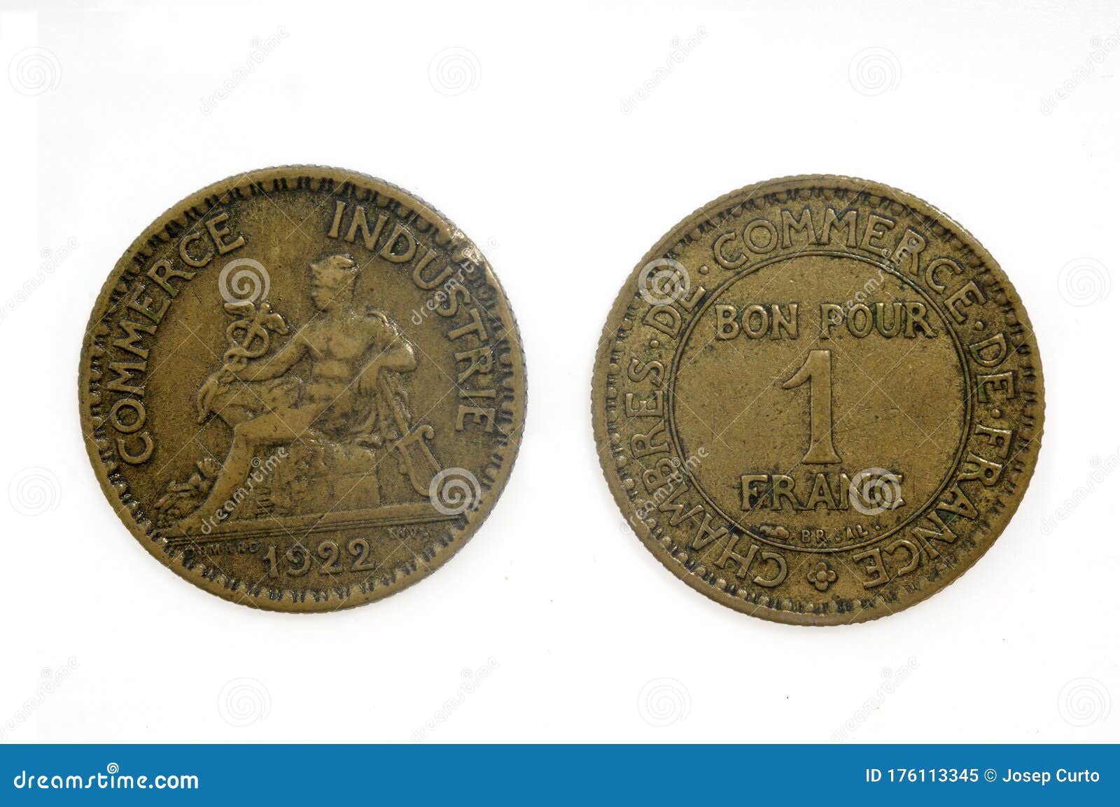 One Franc, 1921; France Coin Stock Image - Image of french, france ...