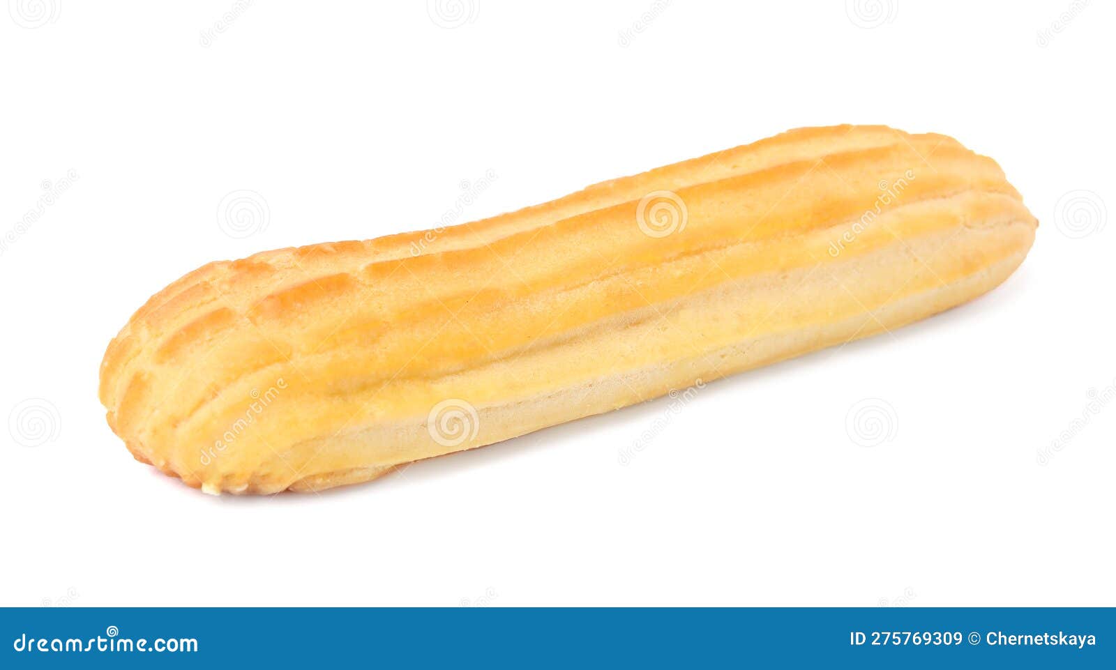 One Fresh Delicious Eclair Isolated on White Stock Image - Image of ...