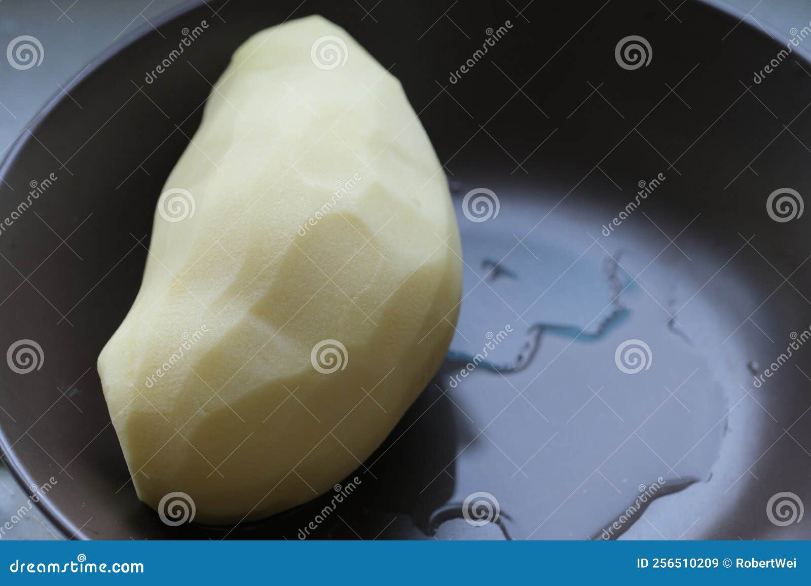 One Fresh Peeled Raw Potato in Plate Stock Image - Image of uncooked ...