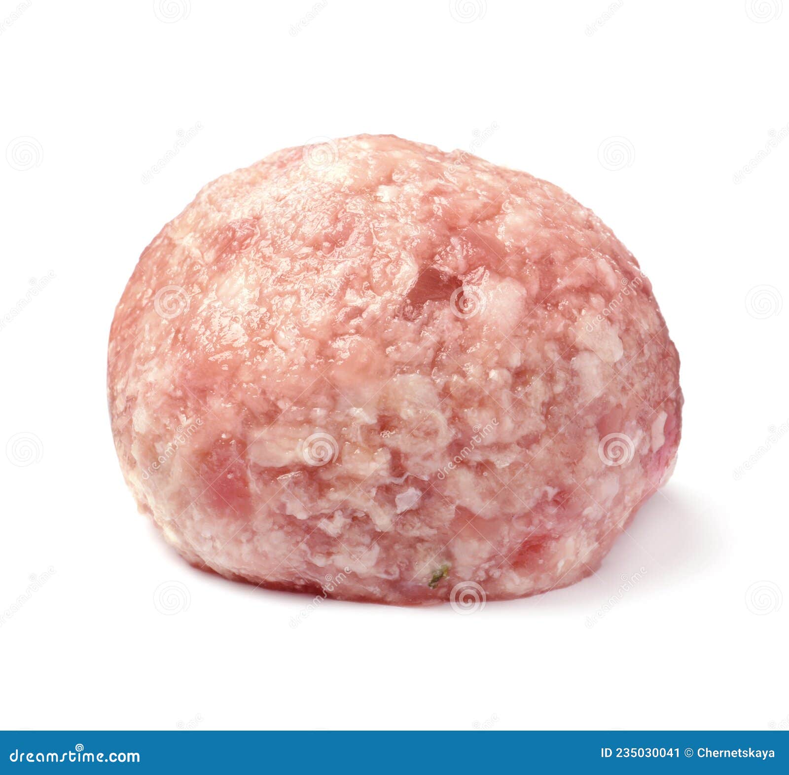 One Fresh Raw Meatball Isolated on White Stock Image - Image of ...