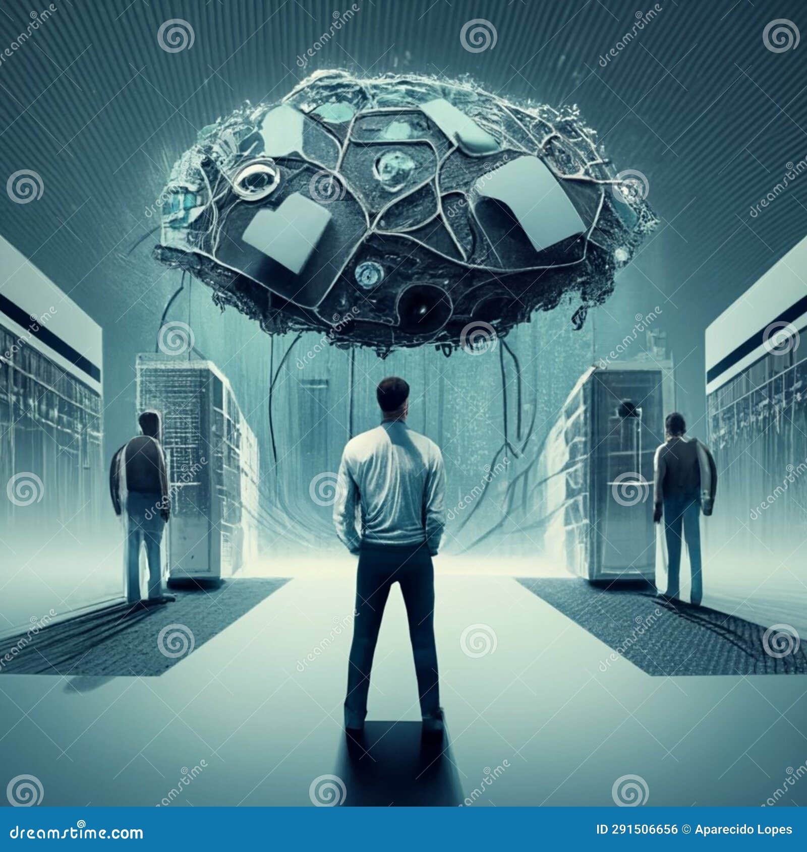 One in Front of the Storage Computers, Generated by Artificial ...