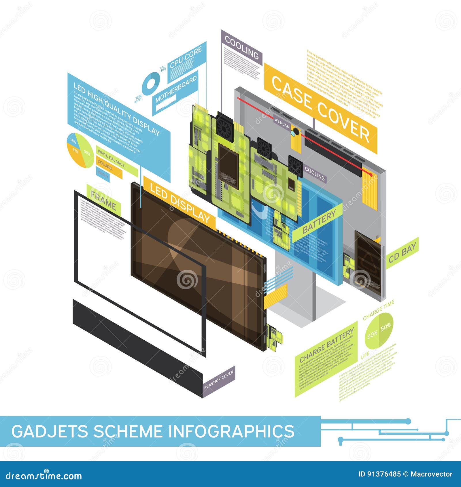 One Gadget Scheme Infographics Stock Vector - Illustration of layout ...