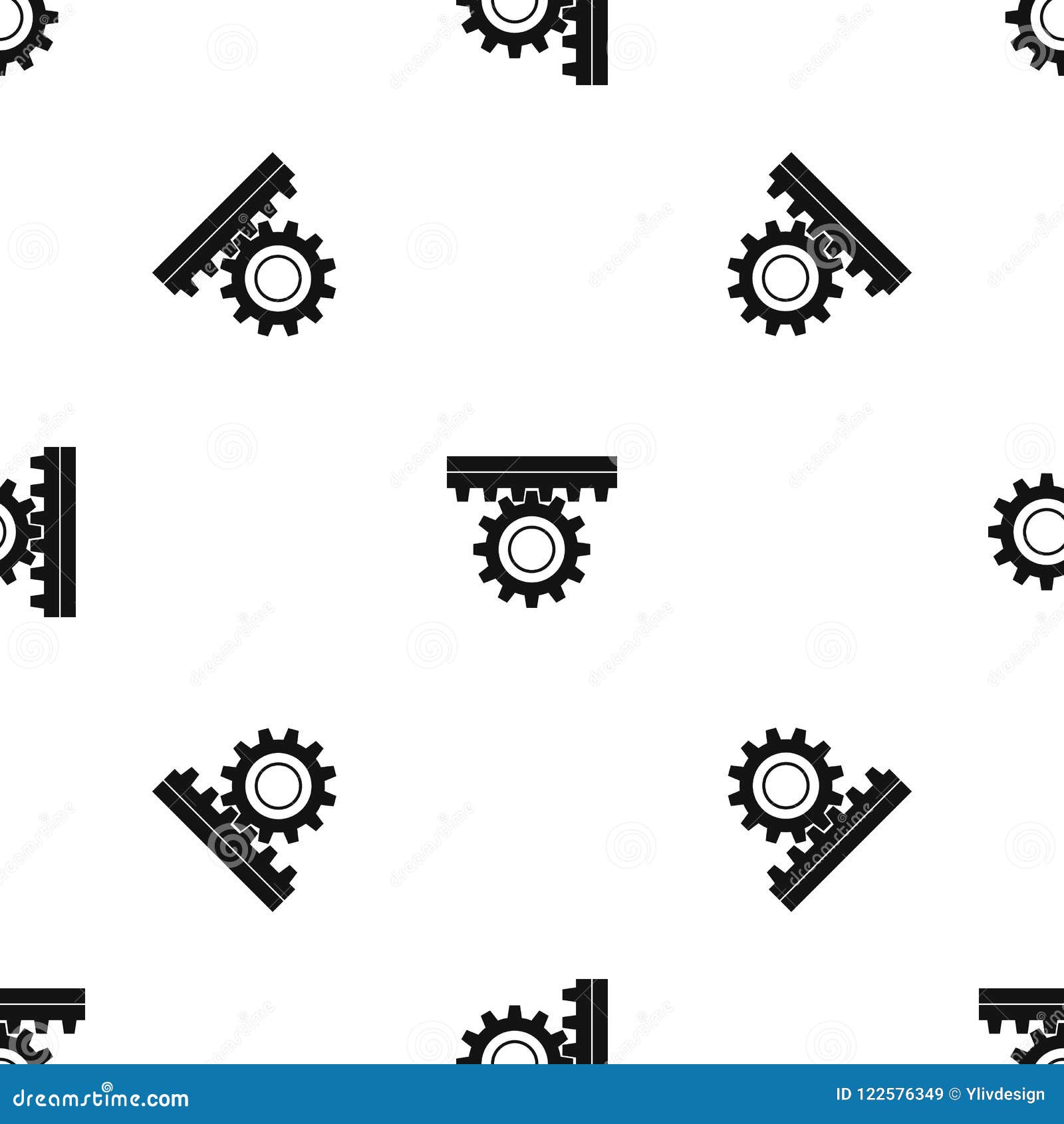 One Gear Pattern Seamless Black Stock Vector - Illustration of ...