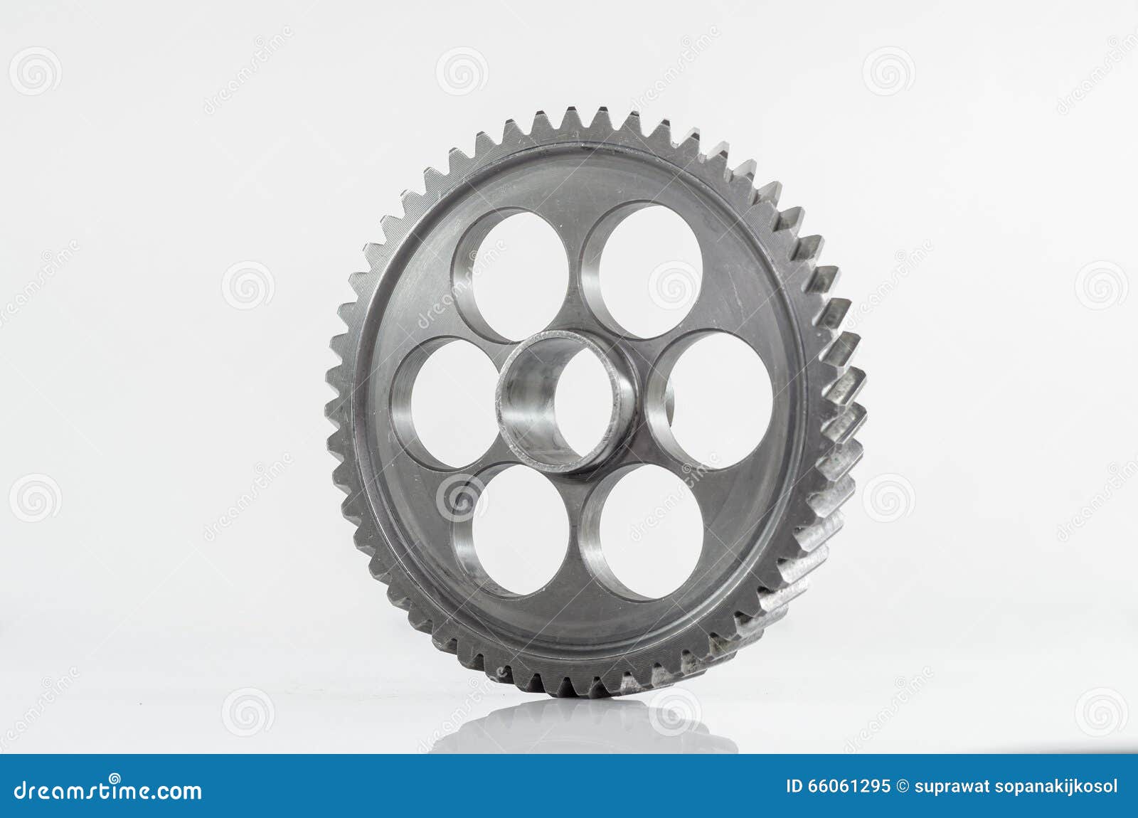 One Gear Spiral Teeth on Isolated Stock Image - Image of metallic ...