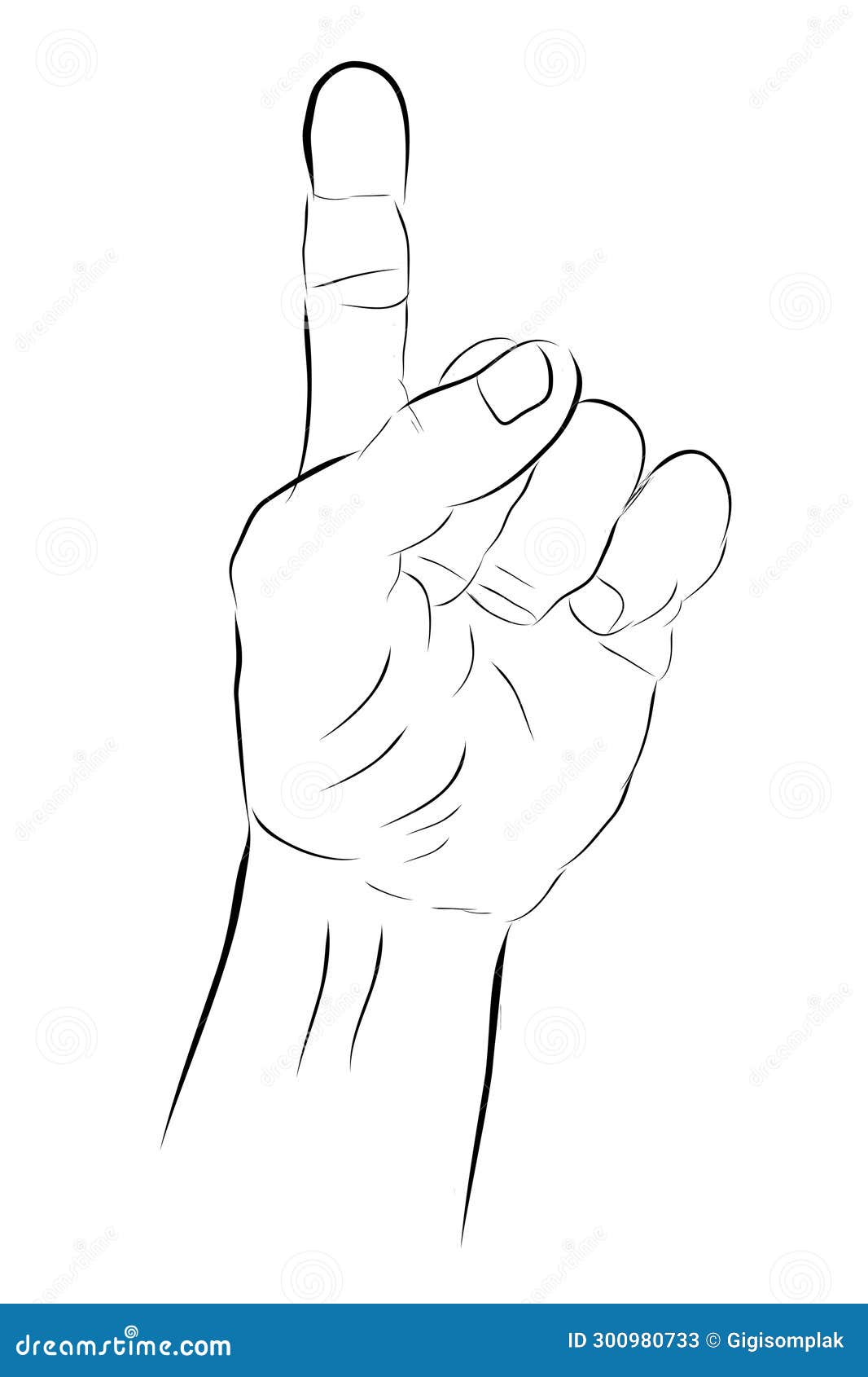 One 1 Gesture Vector Hand Draw Sketch Doodle Man Hand Stock ...