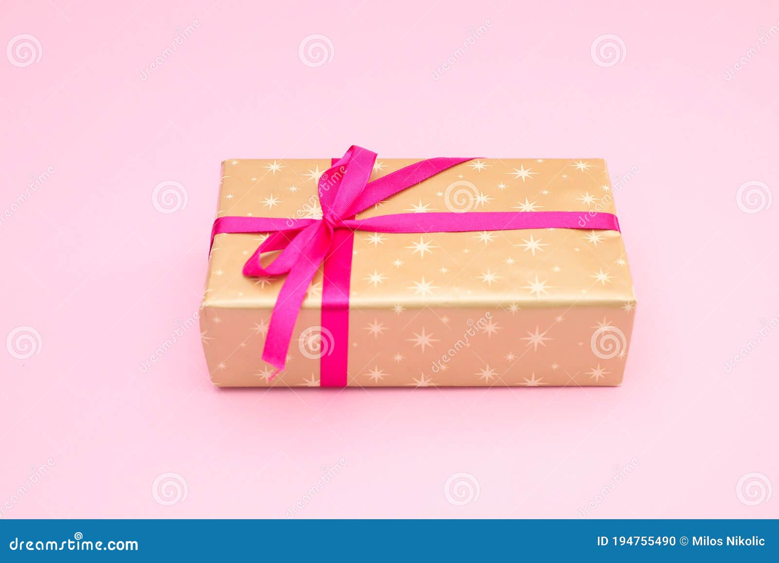 One gift on pink theme stock photo. Image of birthday - 194755490