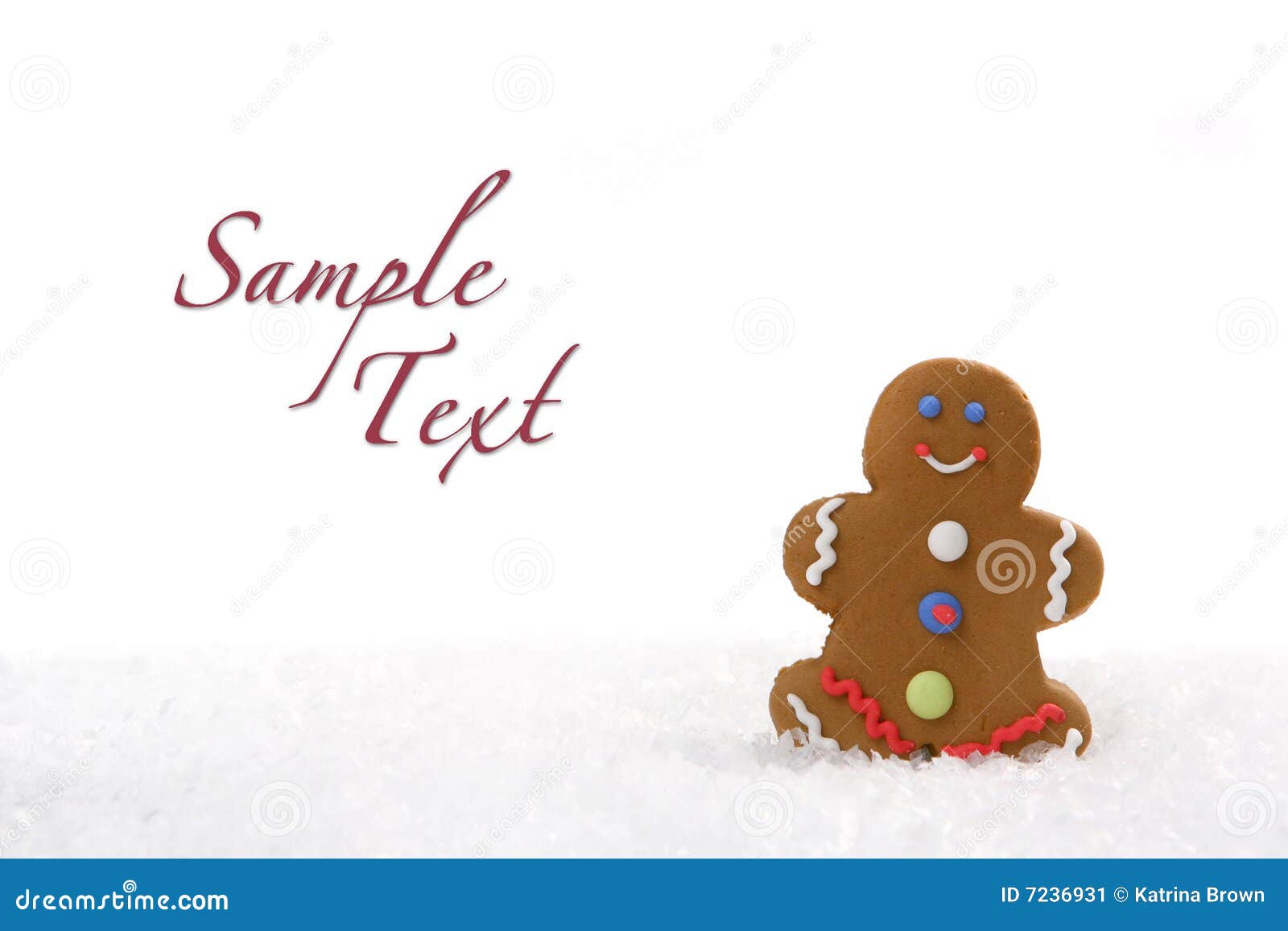 One Gingerbread Man Sitting in the Snow Stock Image - Image of ...
