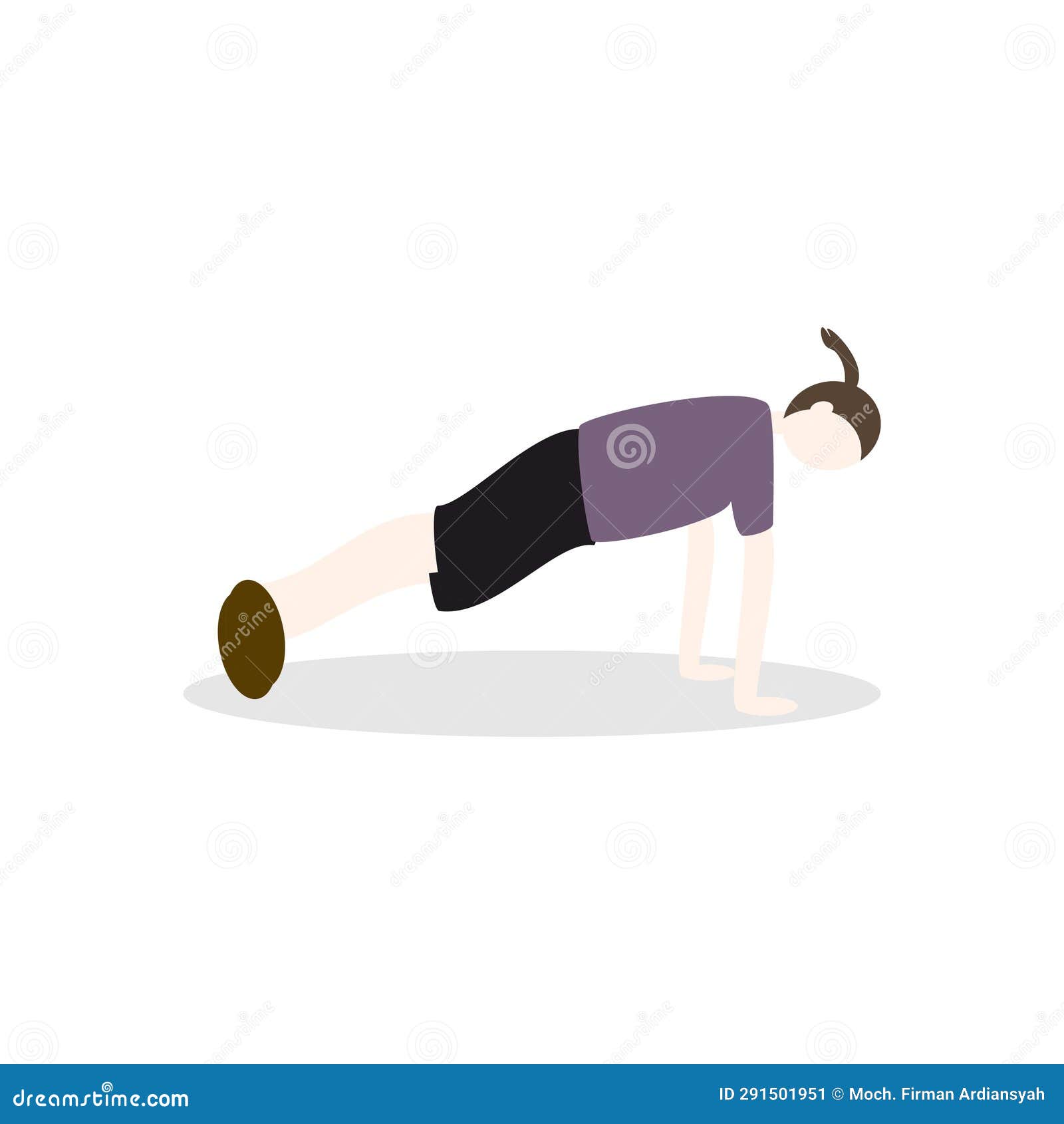 One Girl Doing Push Up Exercise Stock Vector - Illustration of fitness ...