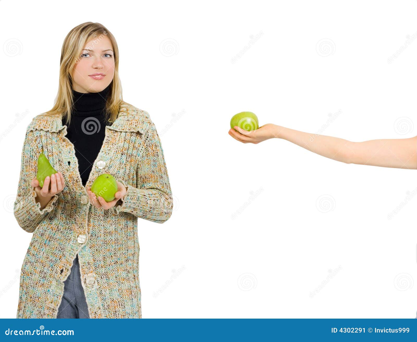 One Girl Gives an Apple To a Another Stock Image - Image of colorful ...