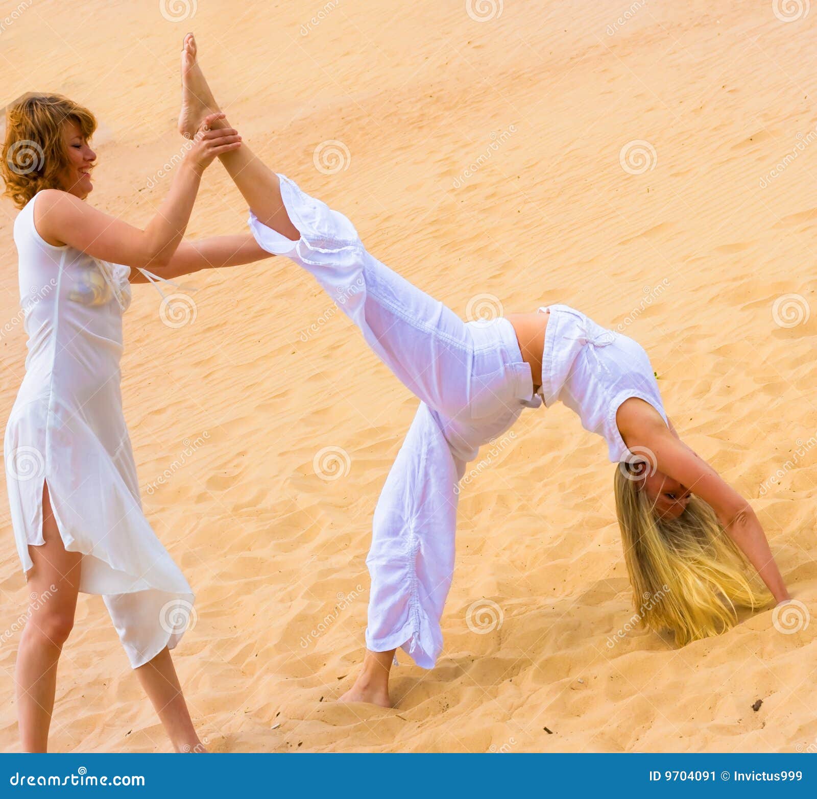 One Girl Supporting Another in Exercising Stock Image - Image of active ...