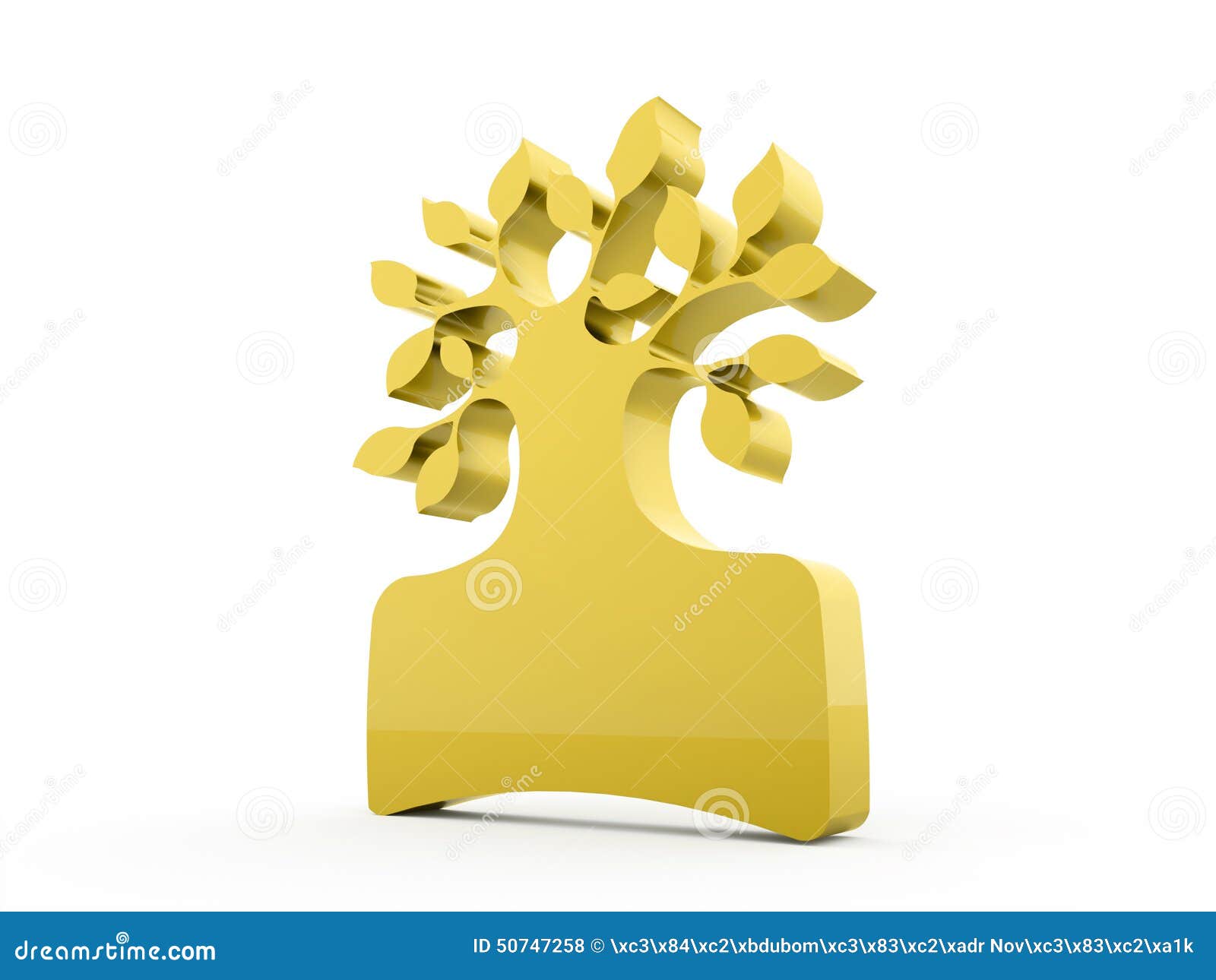 One Gold Abstract Tree Rendered on White Stock Illustration ...
