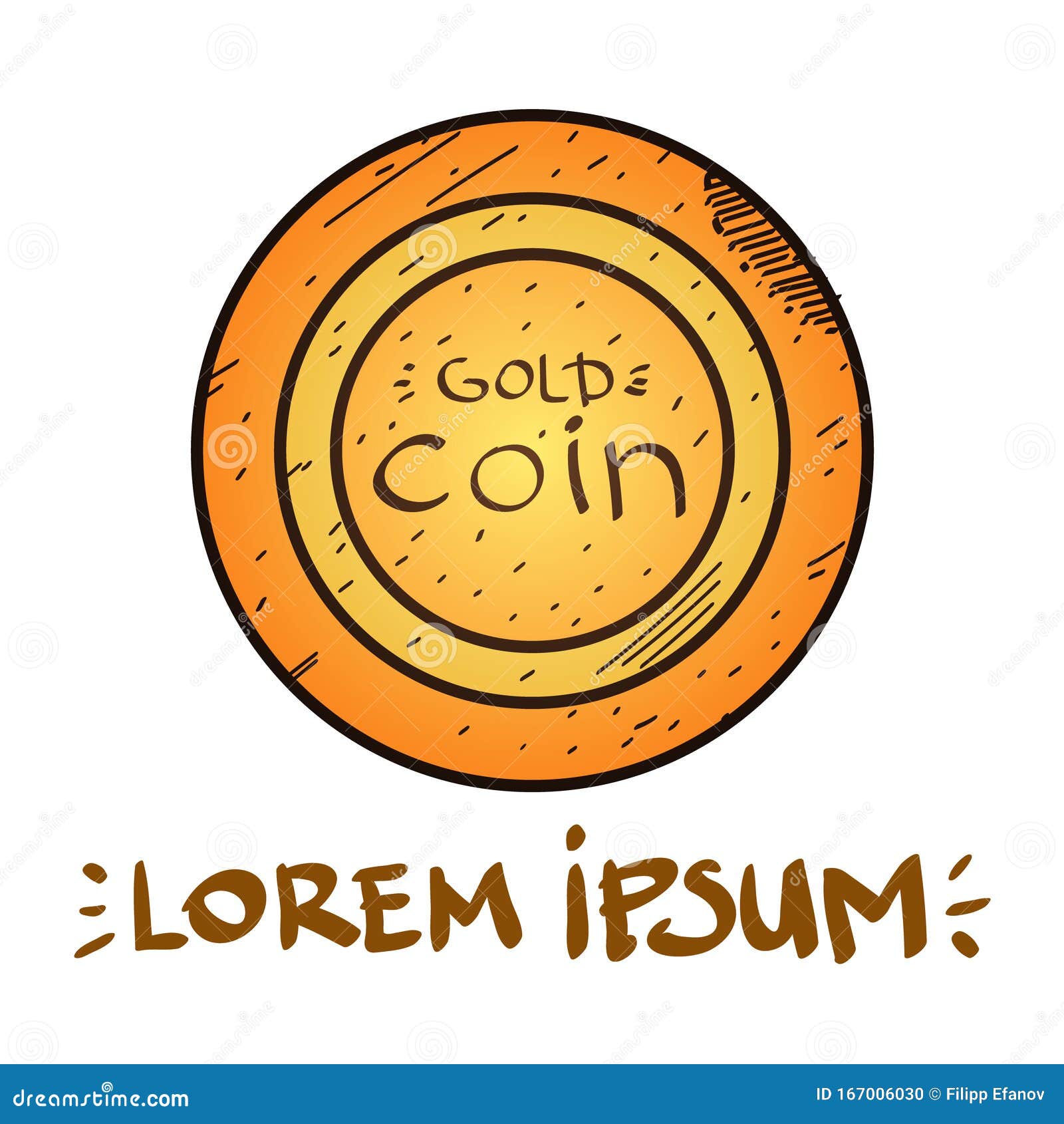 One Gold Coin is a Sketch of the Logo. Element for Infographics in the ...