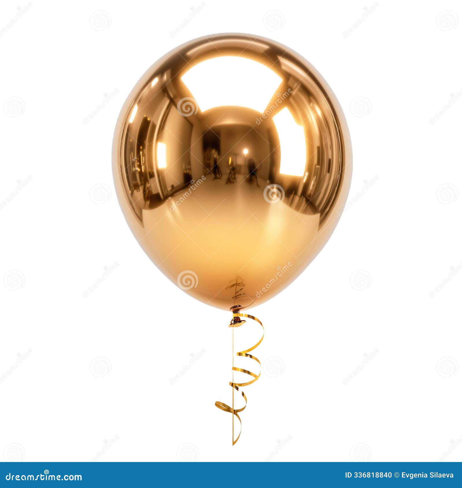 One Gold Party Balloon on White Background Stock Illustration ...