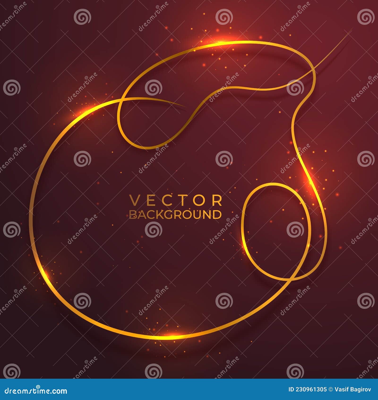 One Golden Lines with Light Effects. Isolated on Dark Red Background ...