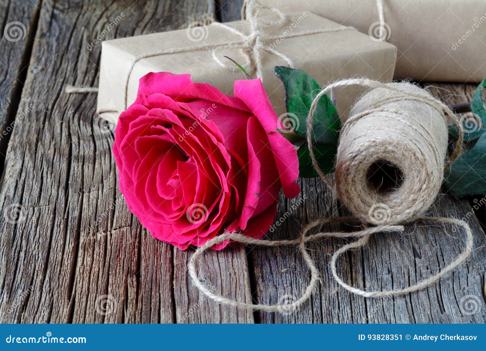 One Gorgeous Rose Lying on the Gift Box Stock Image - Image of gift ...