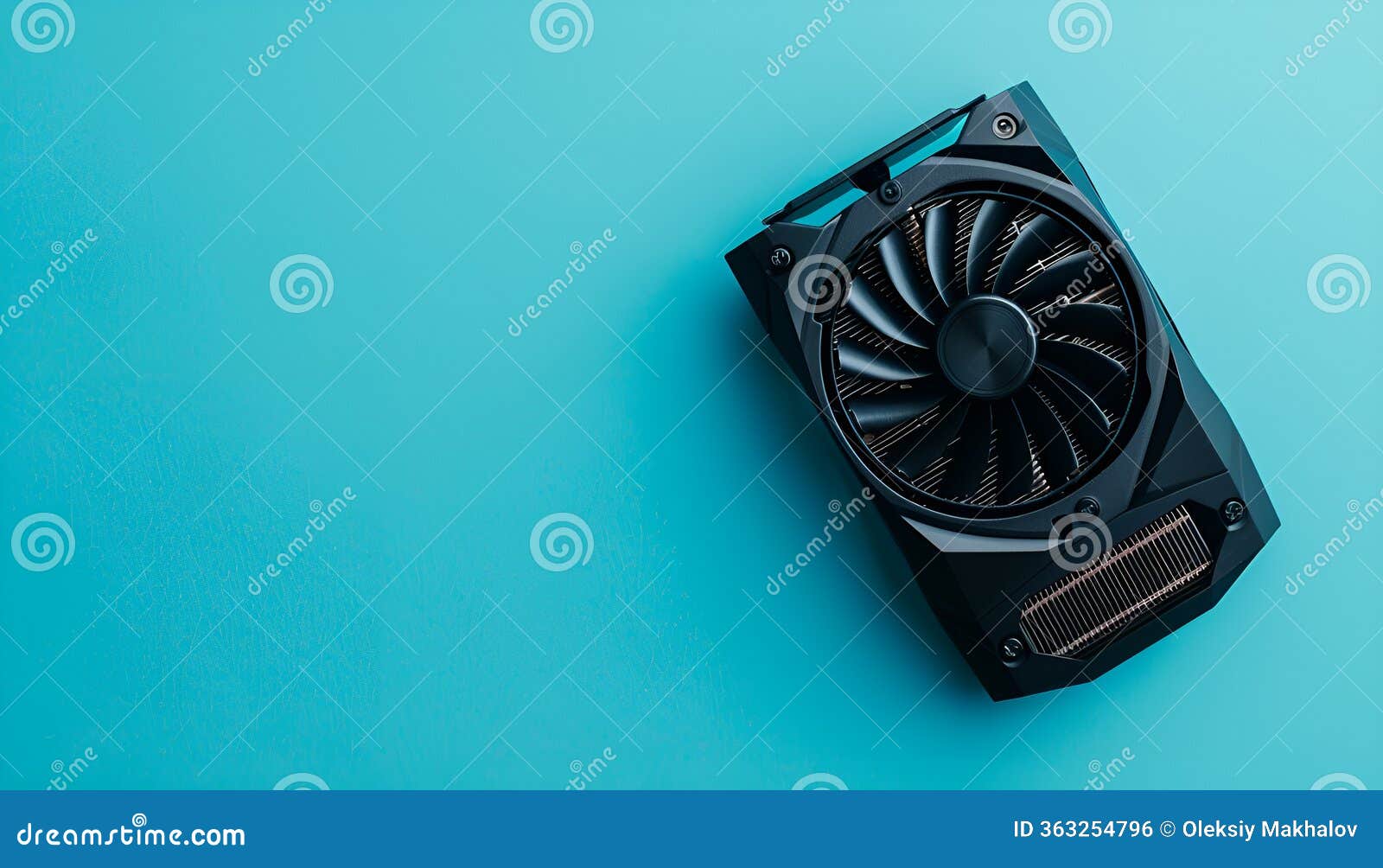 One Graphics Card on Light Blue Background, Top View. Space for Text ...