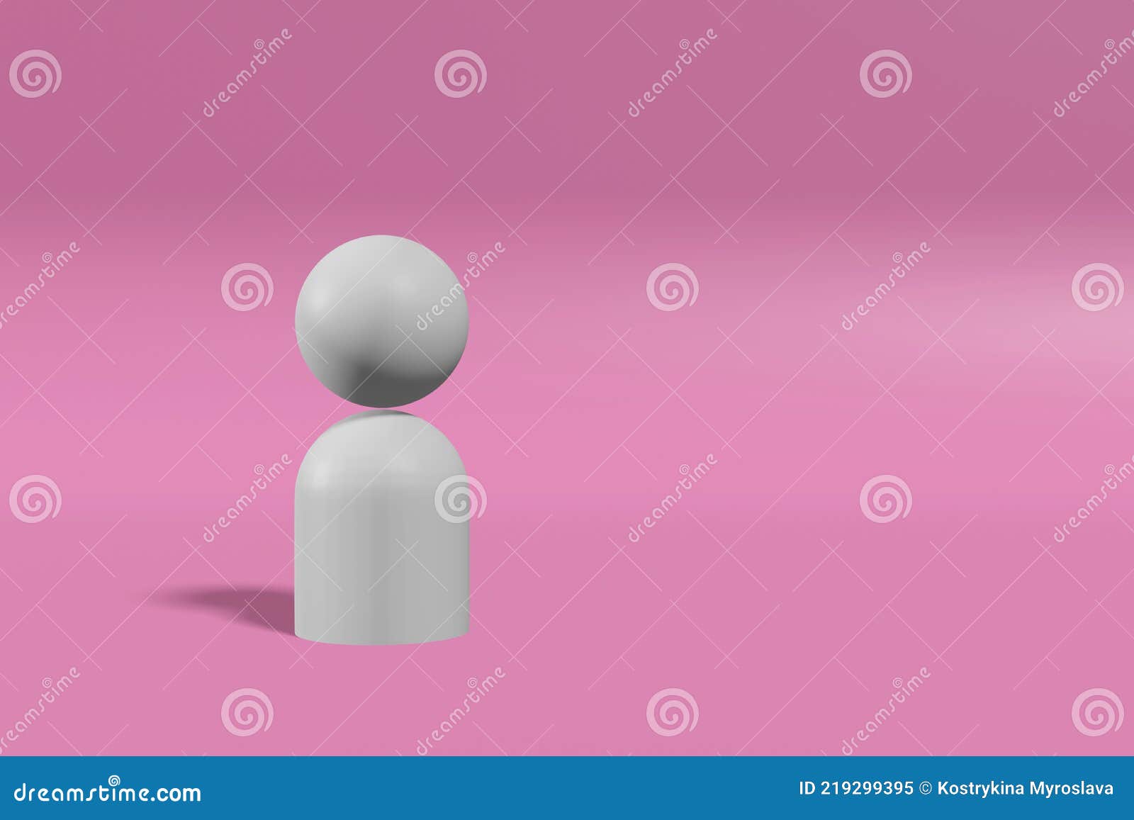 One Gray Human Figure, on a Soft Pink Background 3d Rendering Stock ...