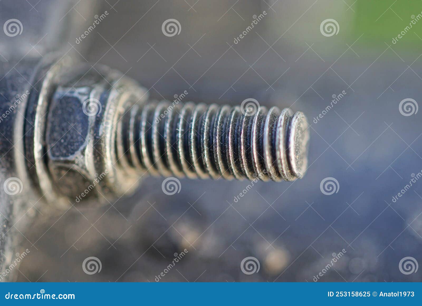 One Gray Iron Bolt with Thread and Nut Stock Image - Image of external ...