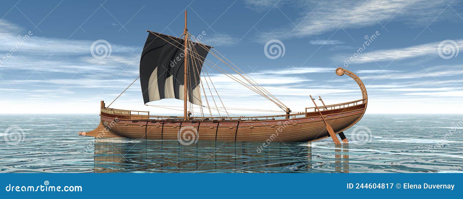 Greek Boat, Vintage Illustration Cartoon Vector | CartoonDealer.com ...