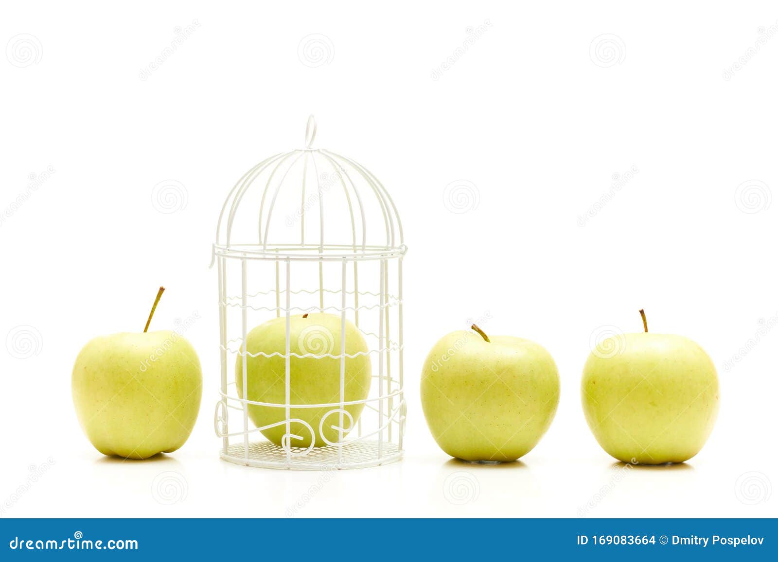 One Green Apple Inside the Cage Stock Photo - Image of healthy, natural ...