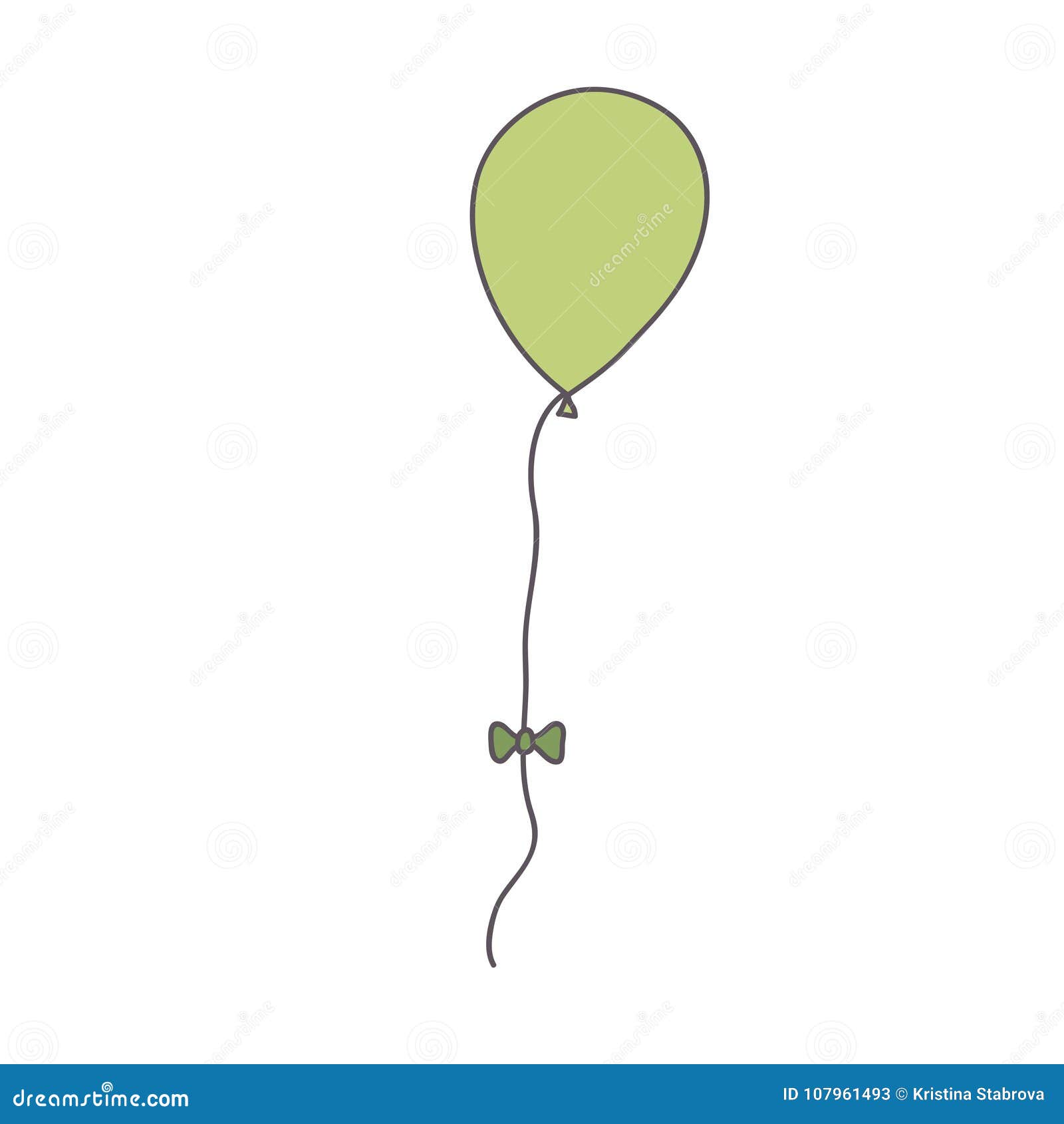 One Green Balloon. Vector Drawing Stock Vector - Illustration of sketch ...