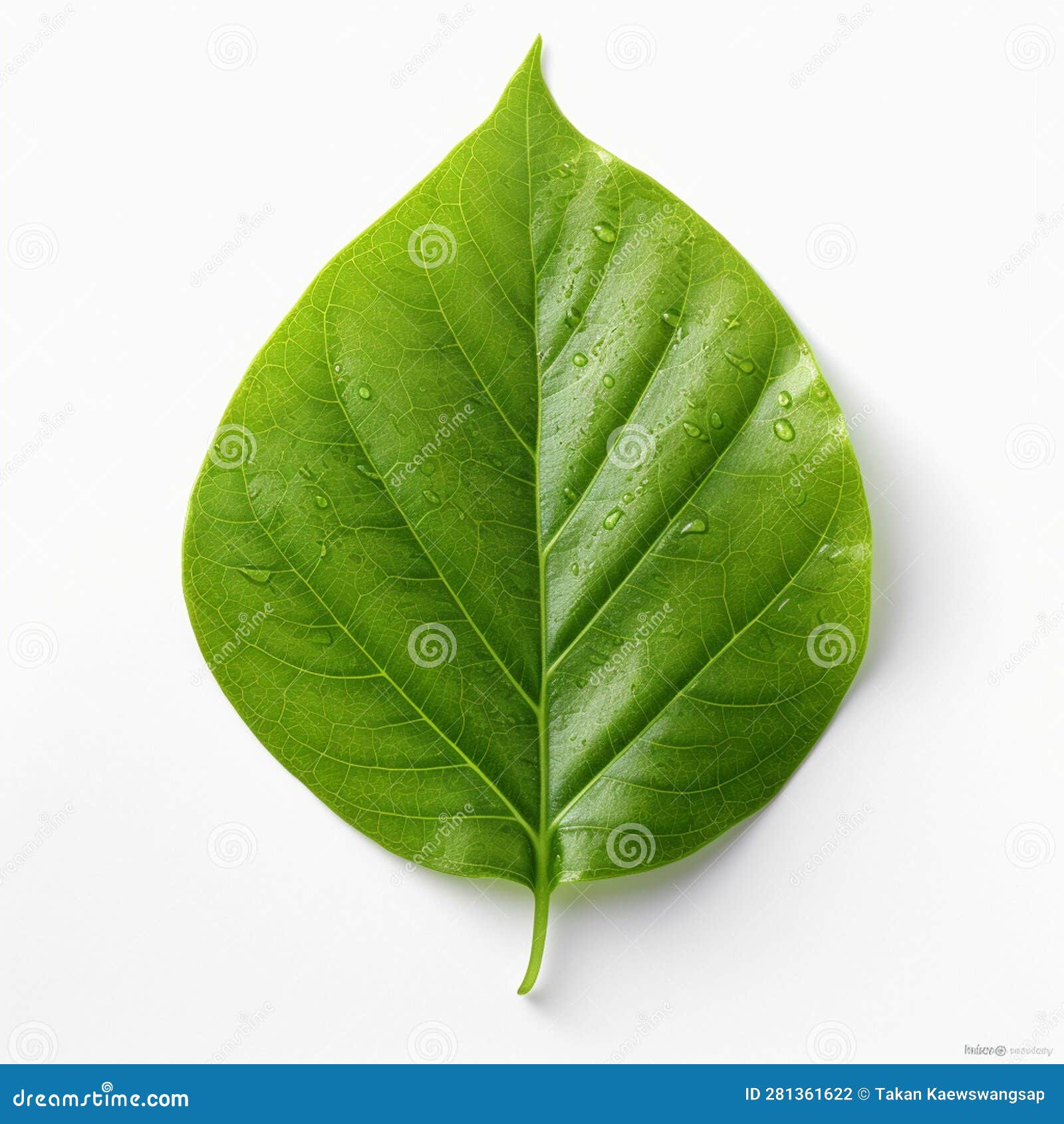 One Green Leaf Isolate ,white Background - Generative Ai Illustration ...