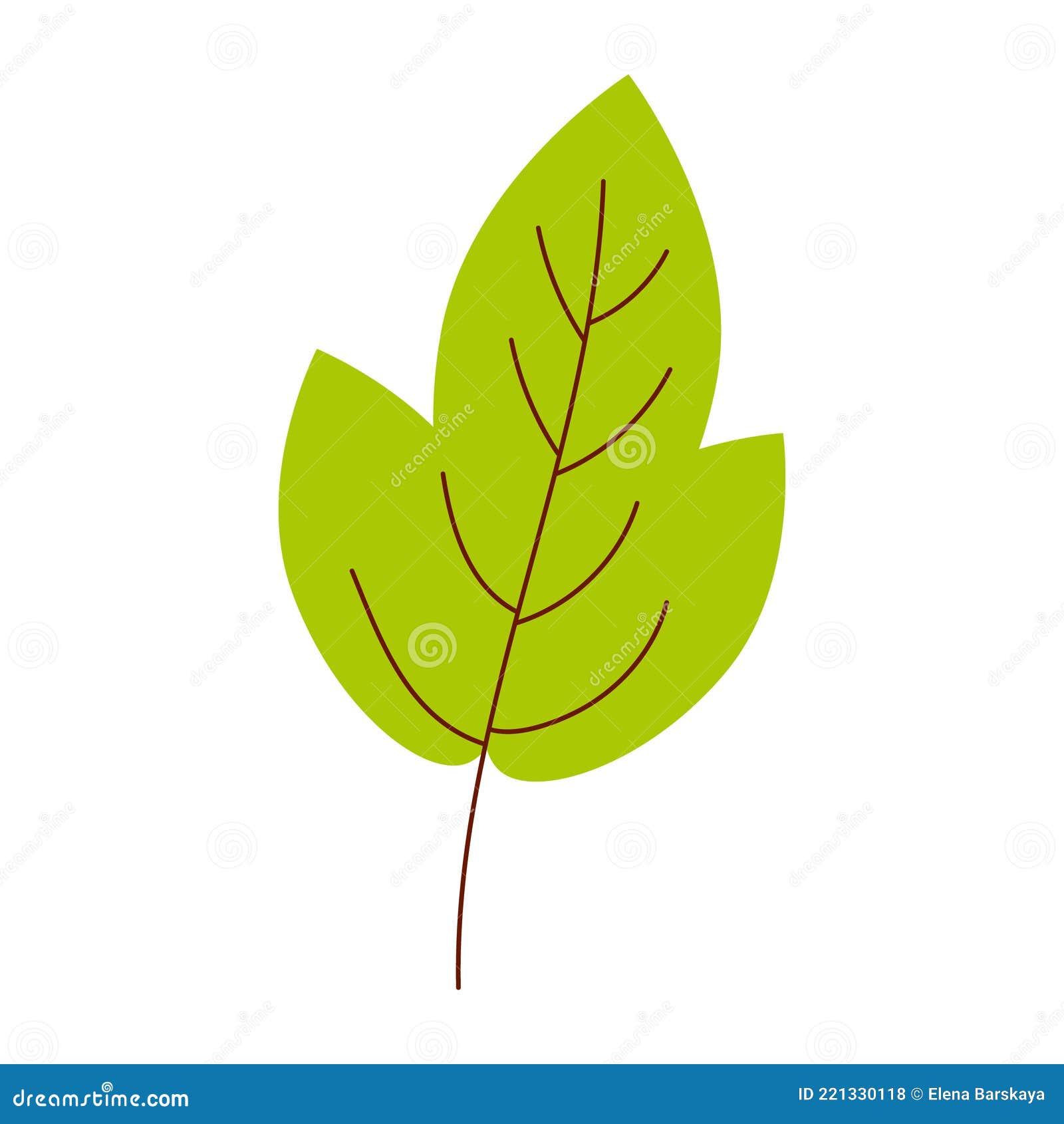 One Green Leaf on a White Background for Use in Clip Art or Web Design ...