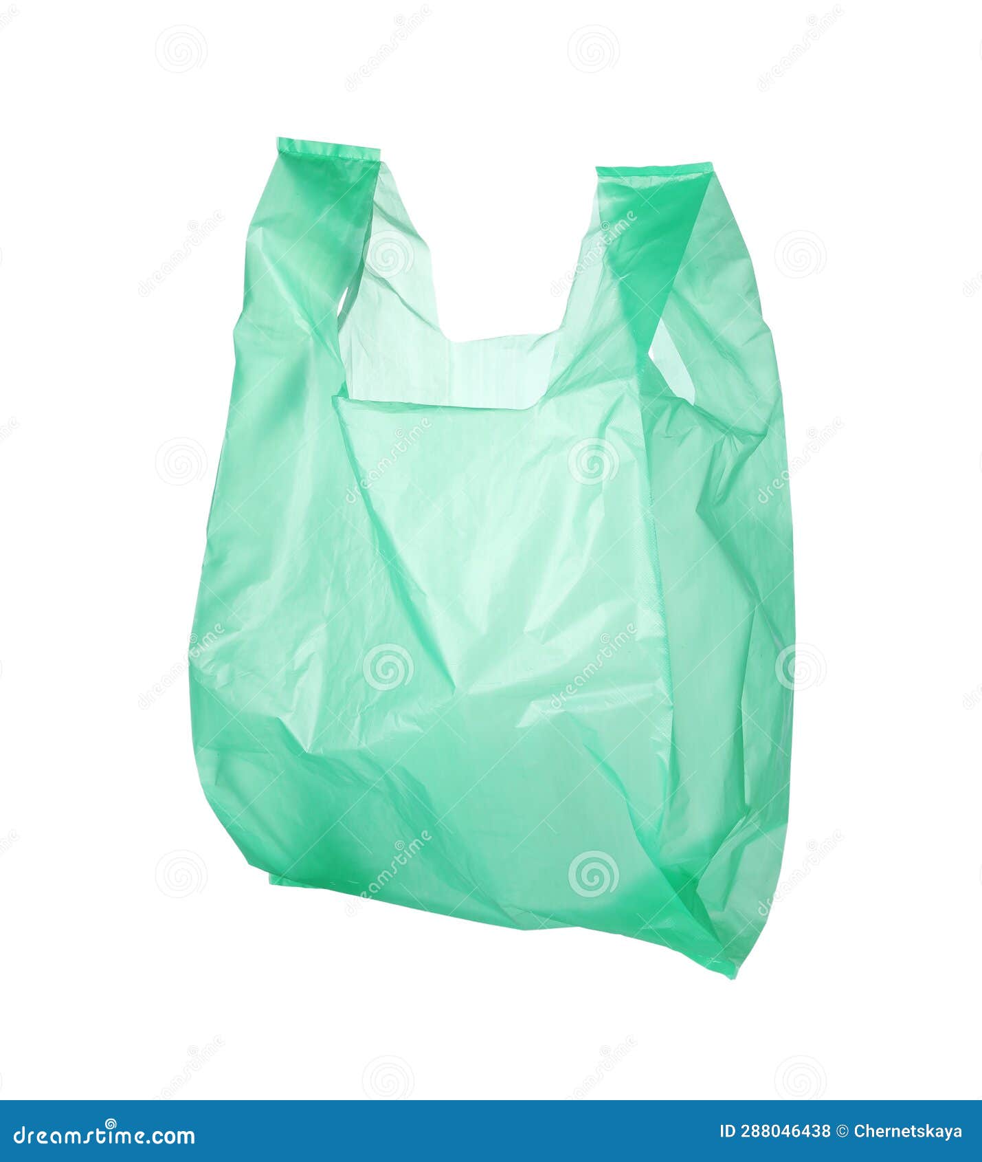 One Green Plastic Bag Isolated on White Stock Photo - Image of ...