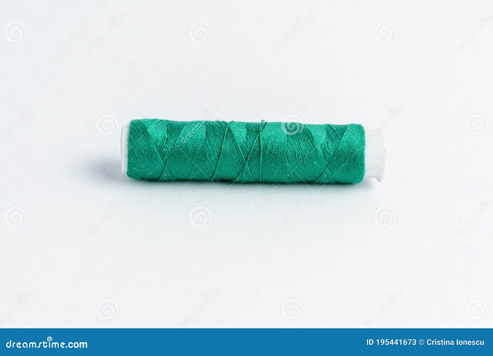 One Green Spool of Thread Isolated on White Stock Image - Image of ...