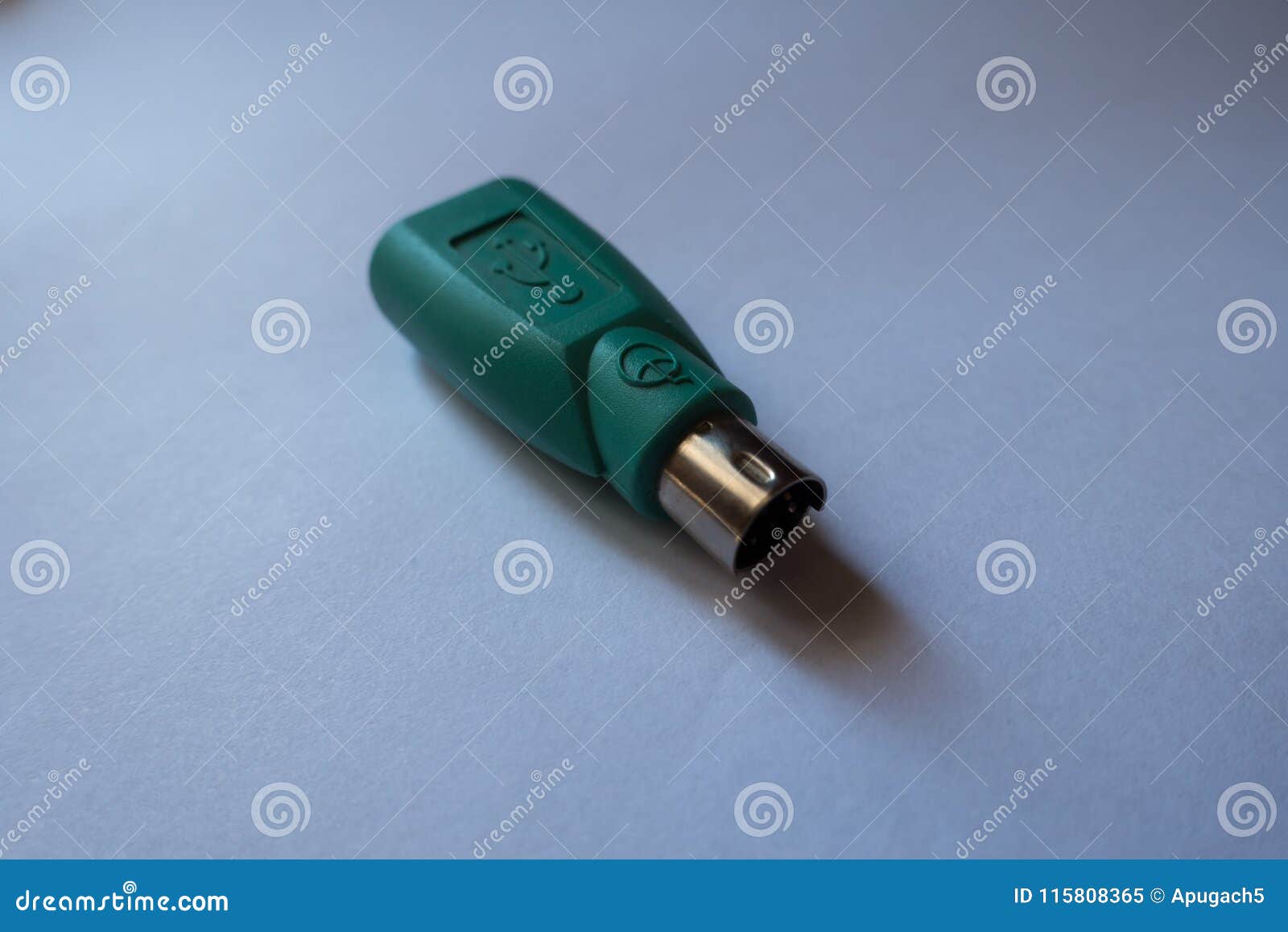 One Green USB To PS2 Plug Adapter Stock Image - Image of connector ...