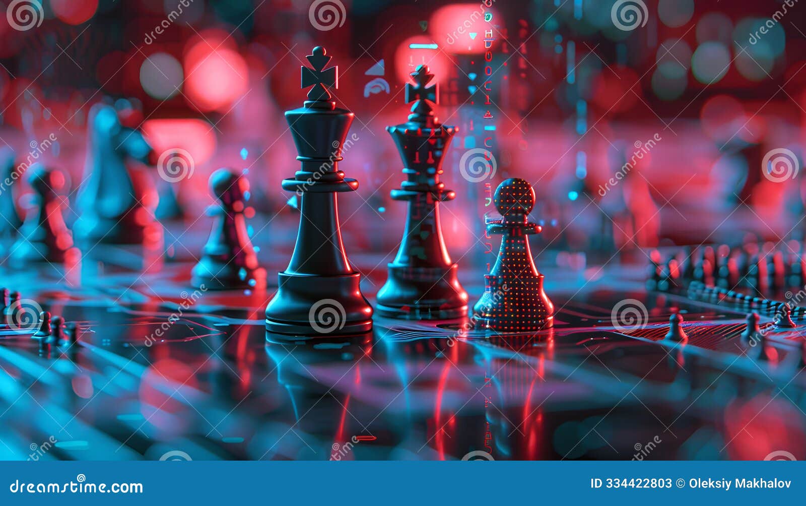 One Half of Chess Piece Standing on Chessboard, and Other One Filled ...