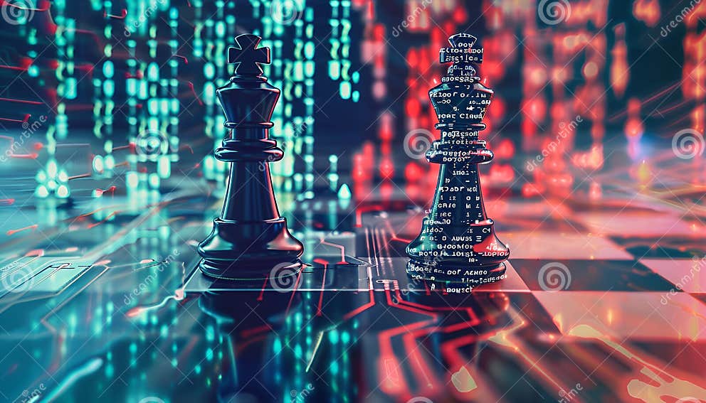 One Half of Chess Piece Standing on Chessboard, and Other One Filled ...