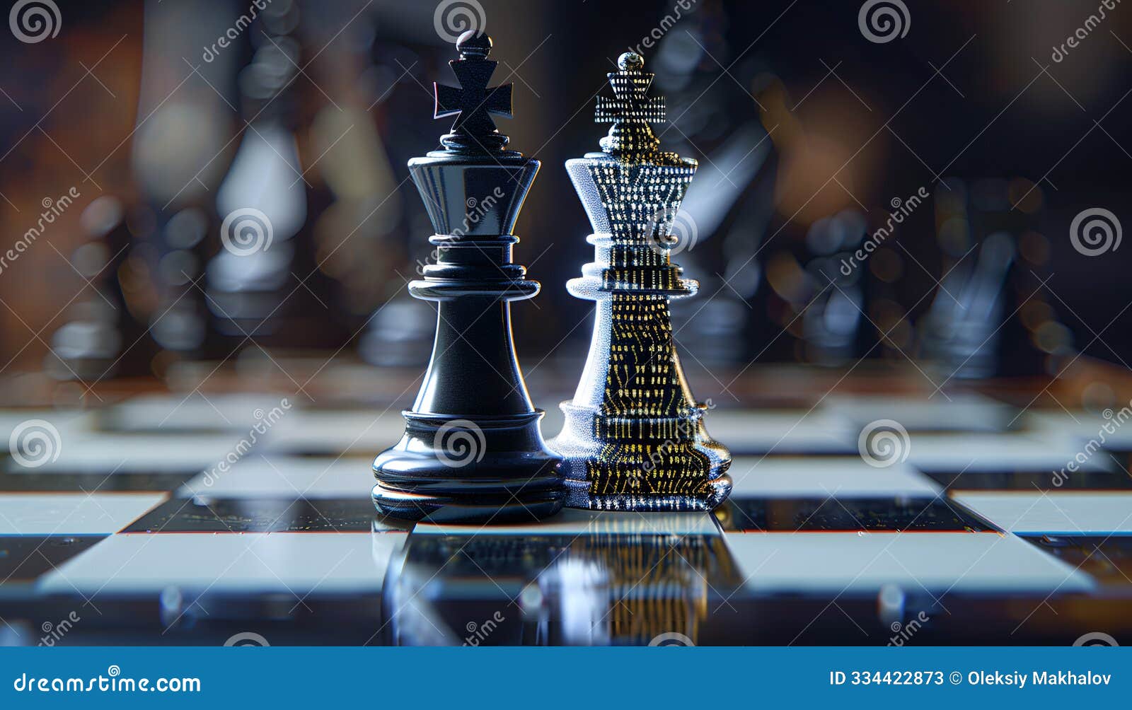 One Half of Chess Piece Standing on Chessboard, and Other One Filled ...