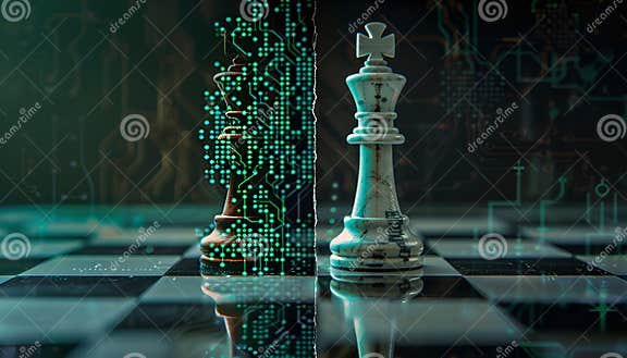 One Half of Chess Piece Standing on Chessboard, and Other One Filled ...