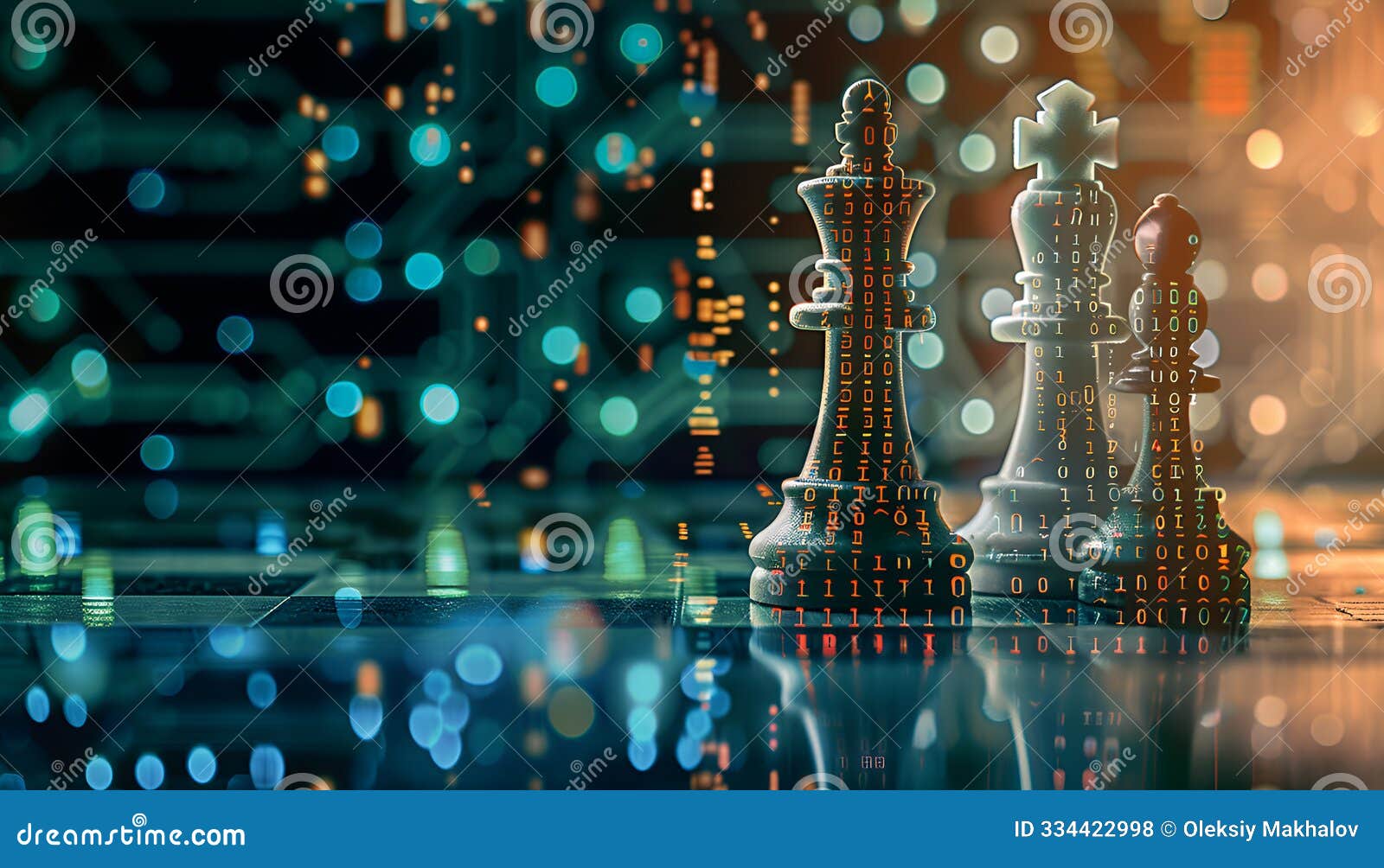 One Half of Chess Piece Standing on Chessboard, and Other One Filled ...