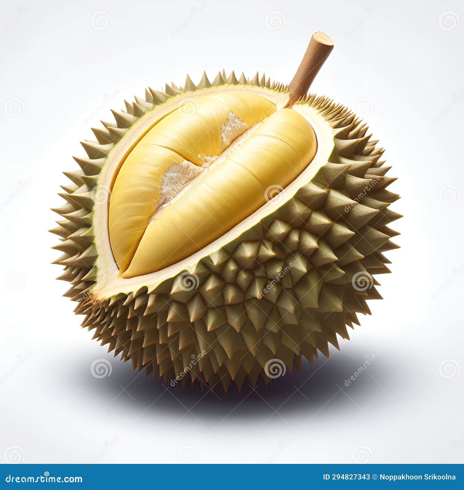 One And A Half Delicious Durians On A White Background With AI ...