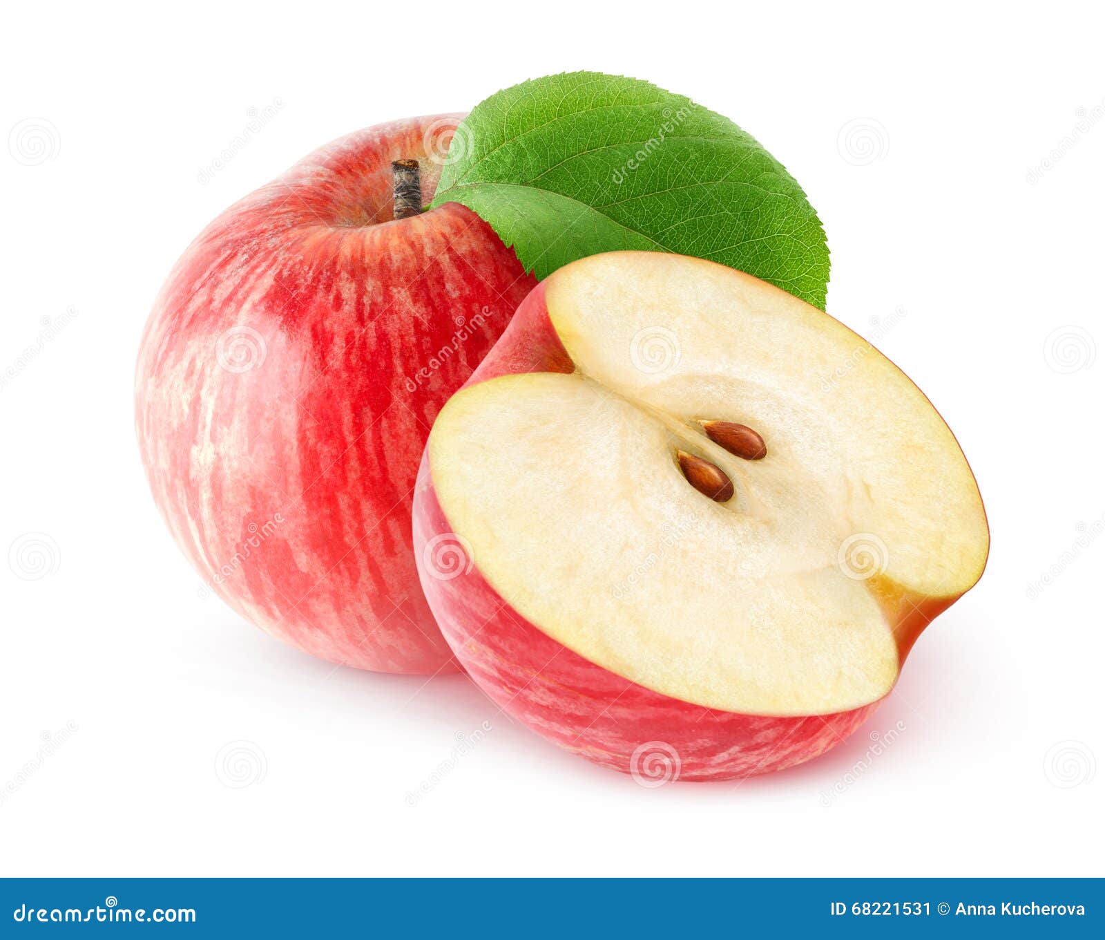 One and a Half Isolated Red Apples Stock Image - Image of clipping ...