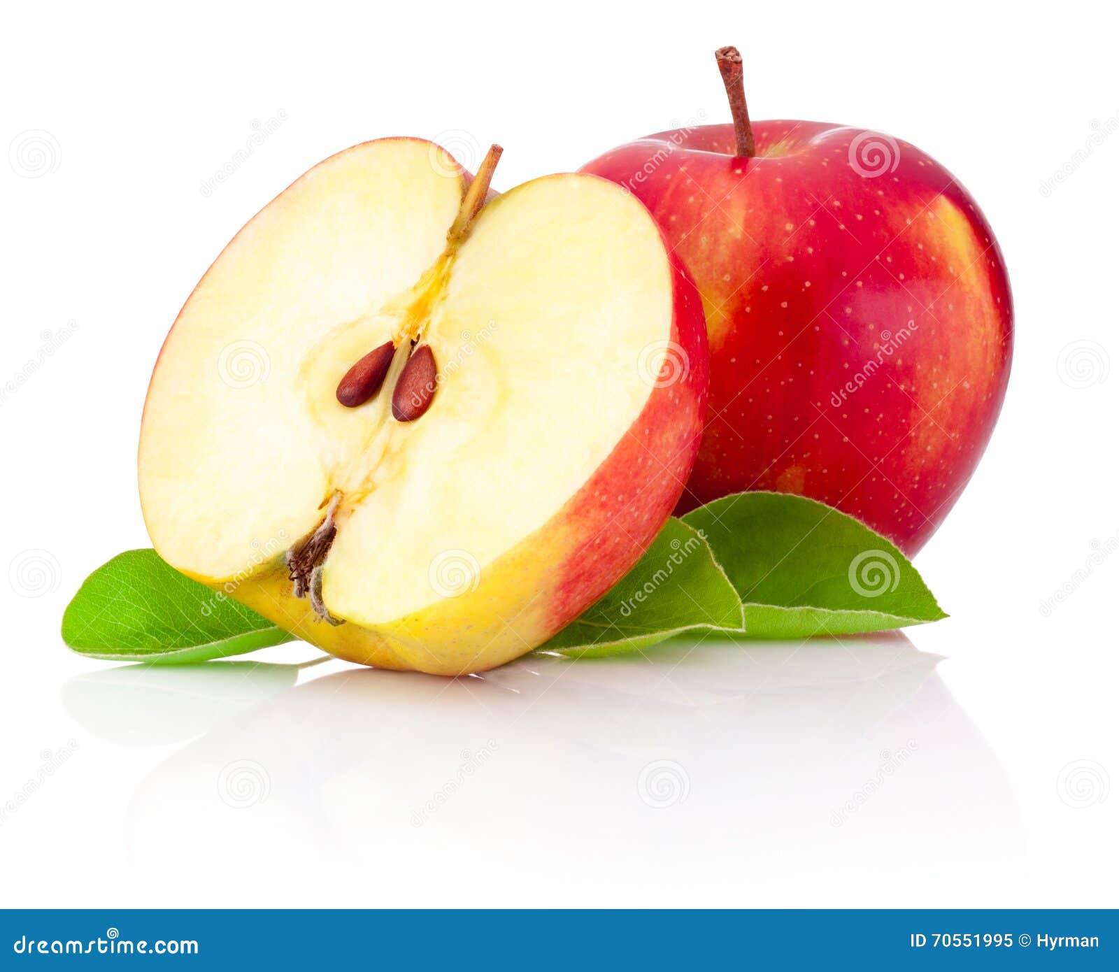 One and a Half Red Apples Isolated on White Background Stock Image ...