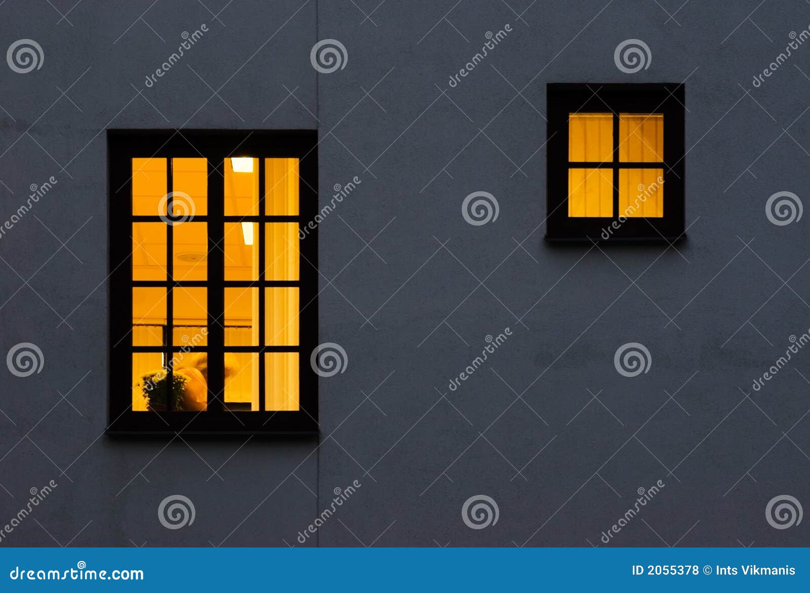 One and Half Yellow Windows Stock Photo - Image of light, black: 2055378