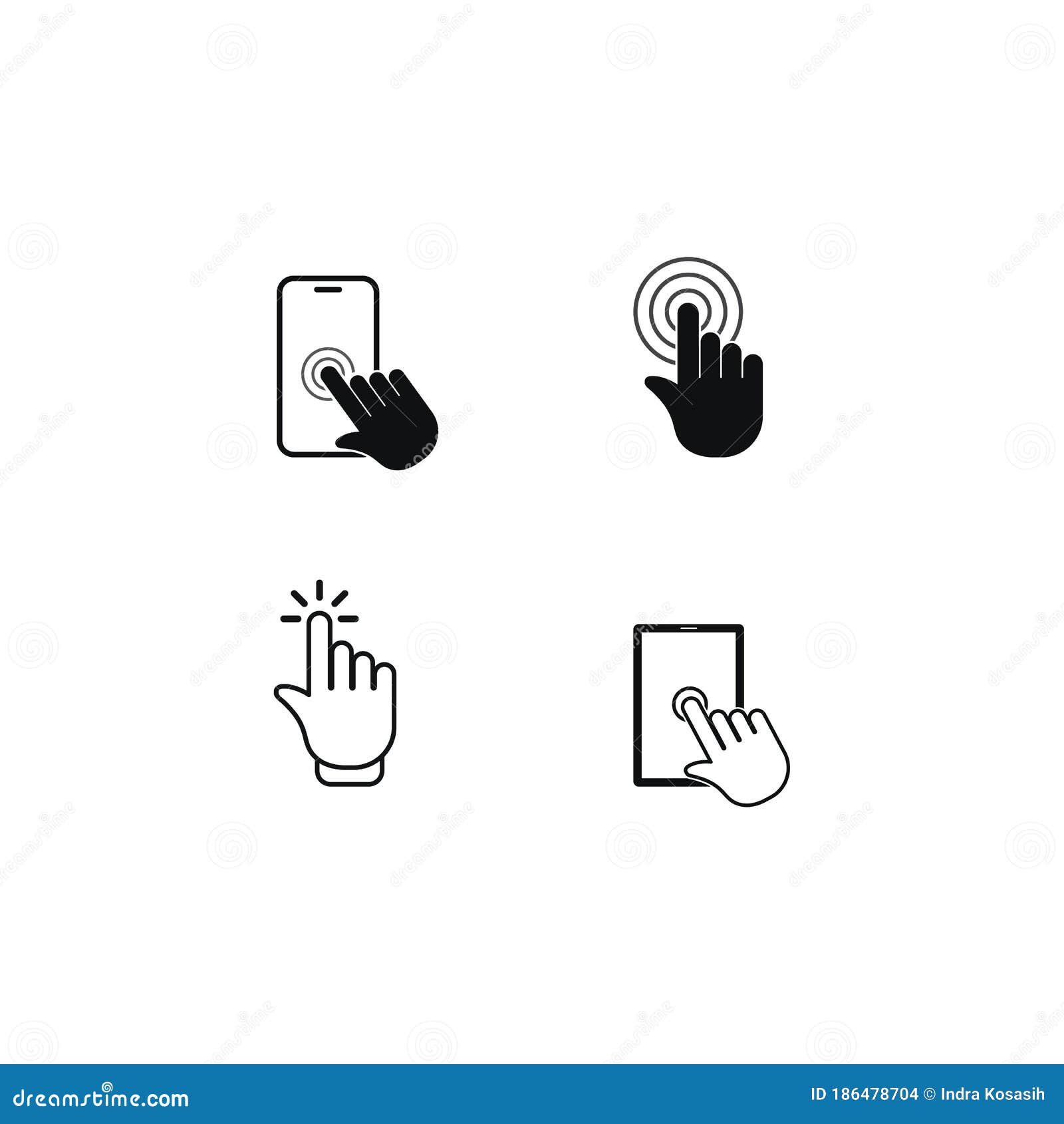 One Hand Click Vector Icon Illustration Stock Illustration ...