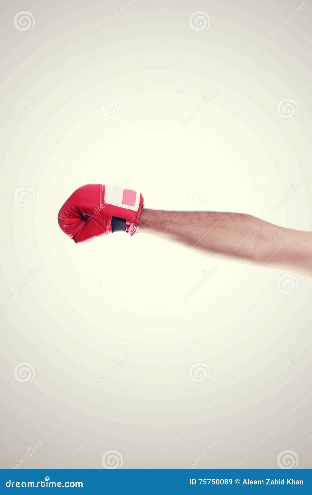 One Hand in the Frame Wearing Red Boxing Gloves Stock Image - Image of ...